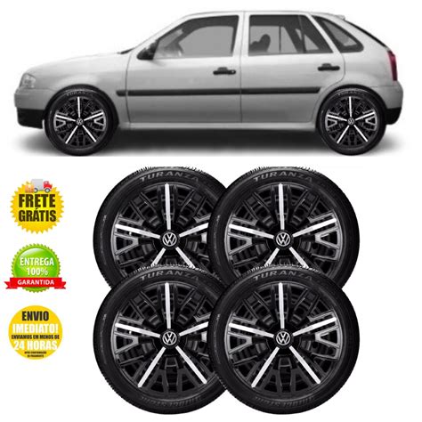Jogo 4 Calotas Triton Sport Aro 14 Preta Prata Vw Gol G4 Shopee Brasil