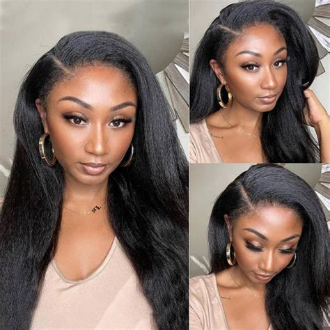 4C Edges Kinky Straight HD Lace Front Wig Kinky Edges West Kiss Hair