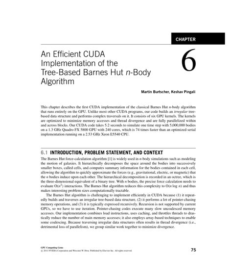 pdf an efficient cuda implementation of the tree based barnes hut n body algorithm