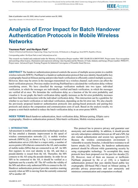 pdf analysis of error impact for batch handover authentication protocols in mobile wireless