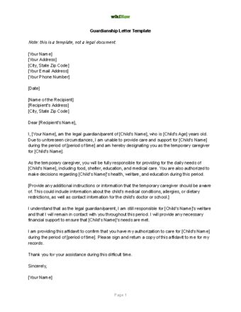Temporary Guardianship Letter For Grandpas Template Infoupdate Org