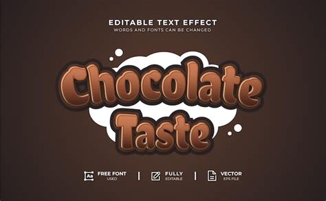 Efecto De Texto Editable Sabor Chocolate Vector Premium