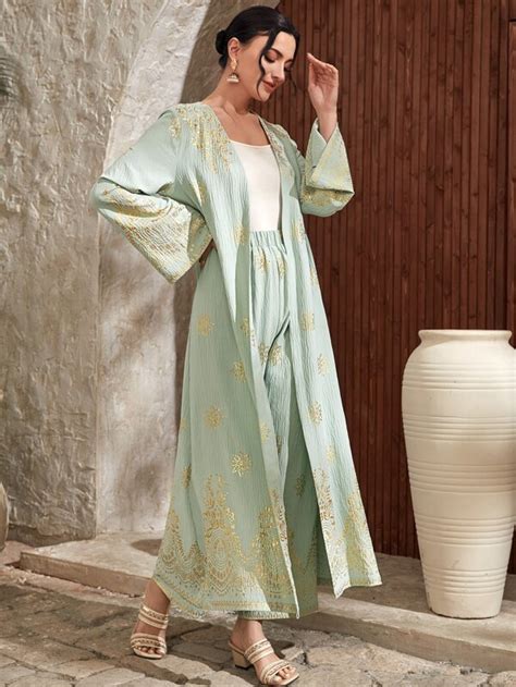 SHEIN Modely Ropa Dos piezas para Mujer Diamante de imitación Floral