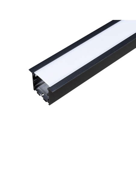 Perfil Aluminio Empotrar Metros Negro X X Con Difusor Opal