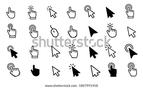 Vector Hand Cursors Icons Click Set Stock Vector Royalty Free