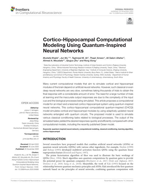 pdf cortico hippocampal computational modeling using quantum inspired neural network