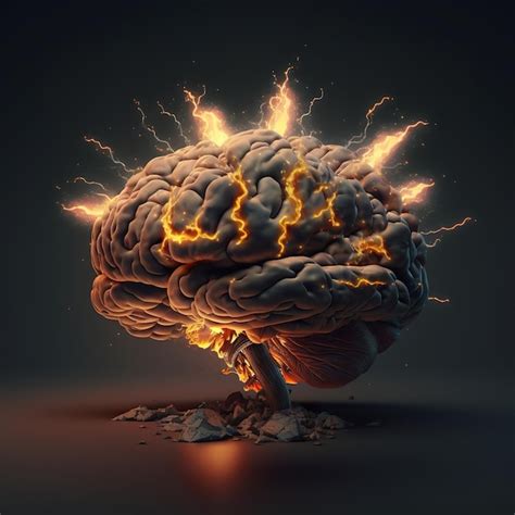 Premium Ai Image Concept Art Of A Human Brain Exploding With