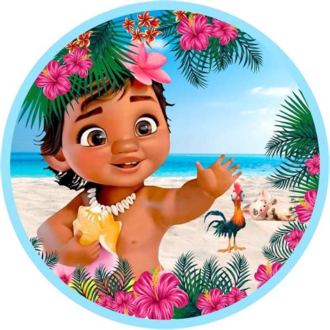 Painel Redondo Tecido Sublimado 3D Moana FRD 4348 Felicitá