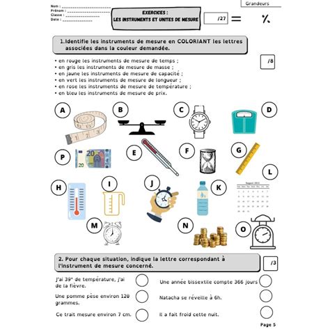 Les Unit S De Mesure Avec Exercices Interactifs