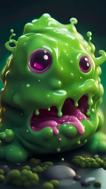 Premium AI Image Slime Monster 3d Cartoon Character Illustration