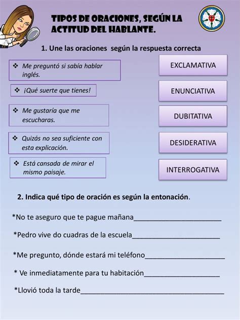 Oraciones Seg N La Actitud Del Hablante Exercise Clases De Oraciones