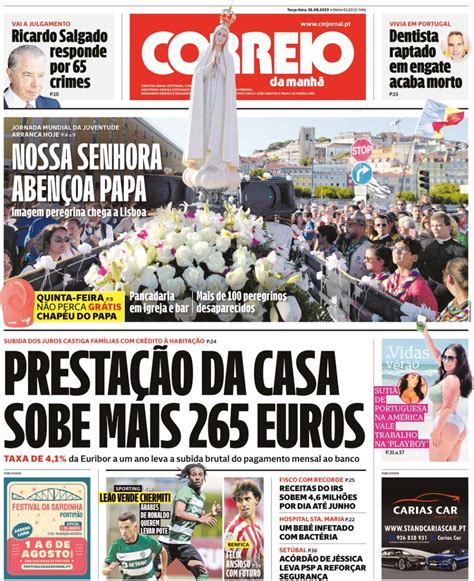 Capa Correio da Manhã 1 agosto 2023 capasjornais pt