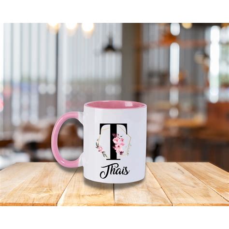 Caneca Personalizada Feminina Fundo Rosa Nome Shopee Brasil