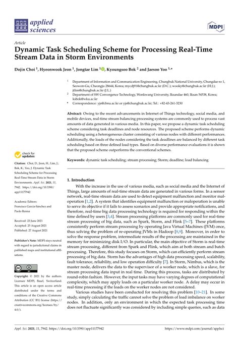 pdf dynamic task scheduling scheme for processing real time stream data in storm environments