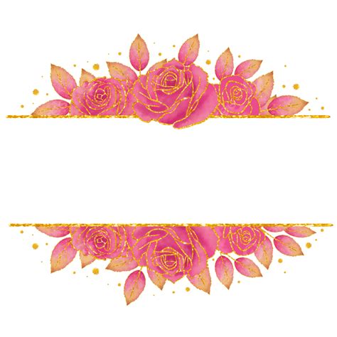 Wreath Beautiful Watercolor Floral Red Pink Gold Rose Flower Frame