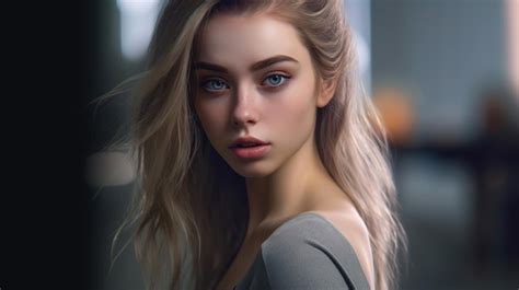 Premium Ai Image Portrait Of A Beautiful Young Woman With Long Wavy Hair In A Luxurious Gold