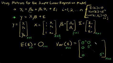 simple linear regression model using matrices youtube
