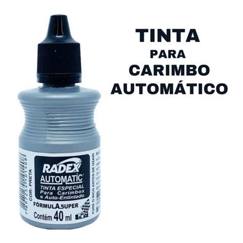 Tinta para Carimbo Automático Automatic Radex Preto Tinta para