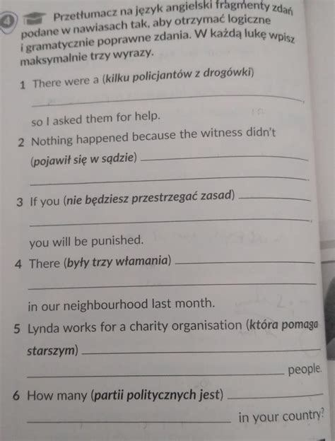 Przet Umacz Na J Zyk Angielski Fragmenty Zda Podane W Nawiasach Tak