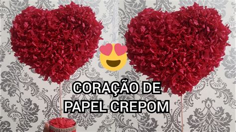 Como fazer coração de papel crepom YouTube