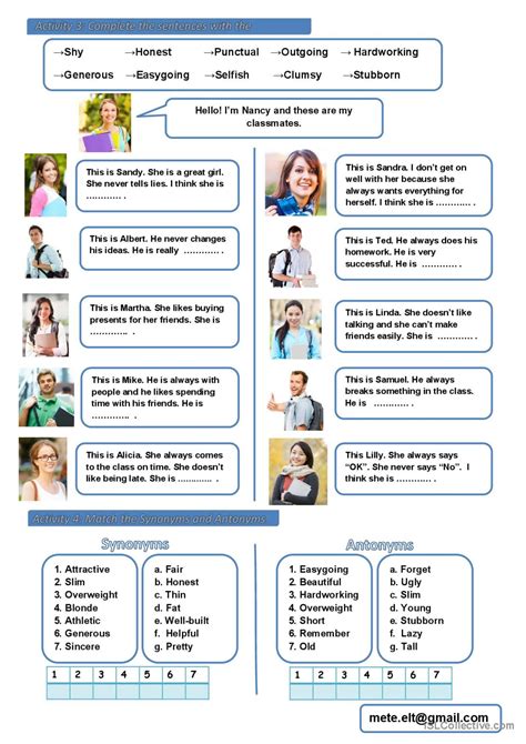Physical Appearance Personality English Esl Worksheets Pdf Doc