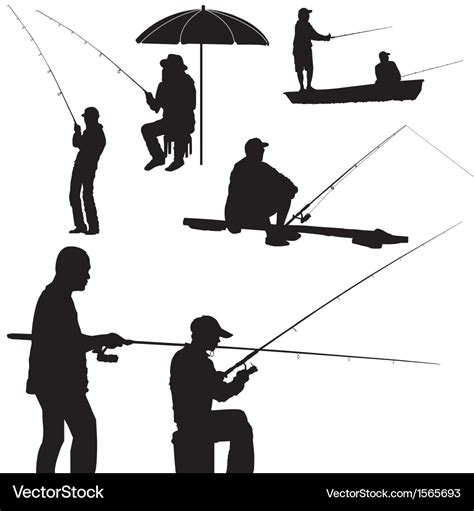 Fishing Man Silhouette Royalty Free Vector Image