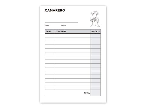 Papelería Carlin TALONARIO LIDERPAPEL CAMARERO OCTAVO SIN IVA 102