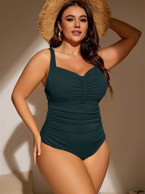 SHEIN SHEIN Swim Classy Plus Ruched One Piece Swimsuit SHEIN USA