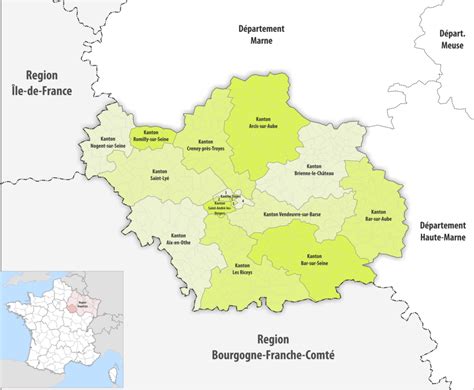 Carte des cantons du département de l Aube