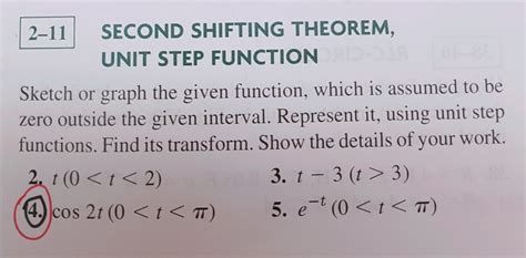 solved 2 11 second shifting theorem unit step function