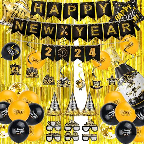 Cheloveer Silvester Deko 2024 Happy New Year 2024 Deko Neujahr Deko
