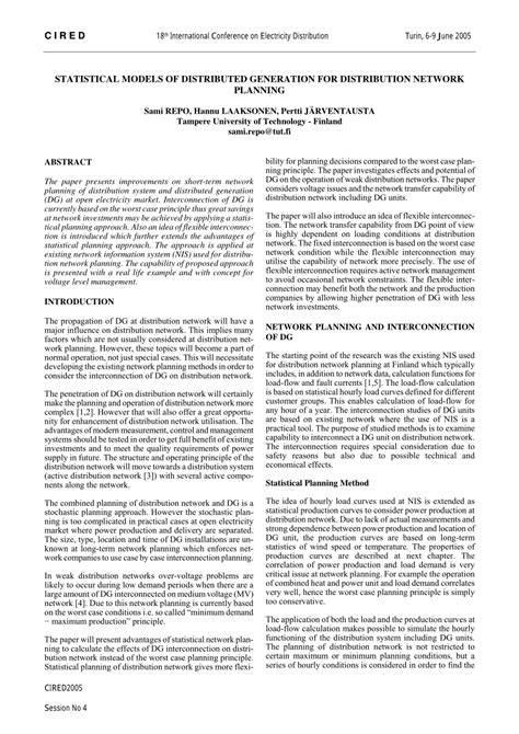 pdf statistical models of distributed generation for distribution network planning