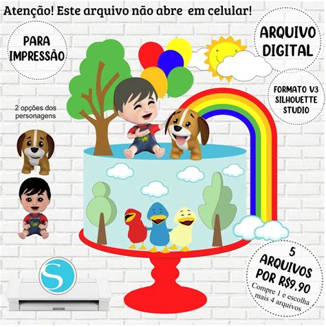Arquivo de Corte Topo de Bolo Bento e Totó 809 Elo7