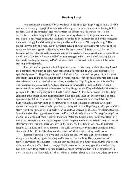 Analysis Of Hop Frog By Edgar Allan Poe Hop Frog Essay Poe Uses Many