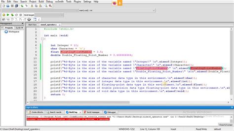 sizeof operator in c structured programming language example of using sizeof operator in c