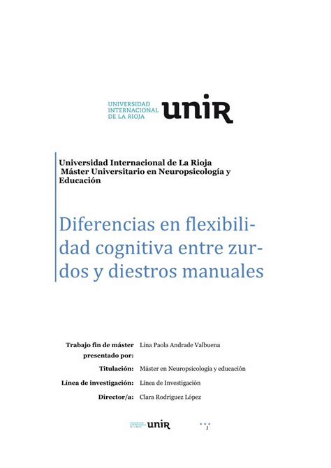 PDF Diferencias En Flexibili Dad Cognitiva Entre Zur Dos Y