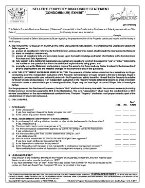 Fillable Online SELLERS PROPERTY DISCLOSURE STATEMENT CONDOMINIUM Fax