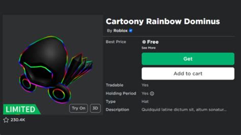 FREE UGC Cartoony Rainbow Dominus Roblox