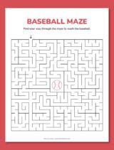 Printable Baseball Maze Chevron Lemon