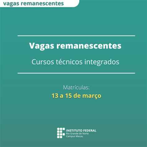 Divulgado primeiro edital de vagas remanescentes Cursos técnicos