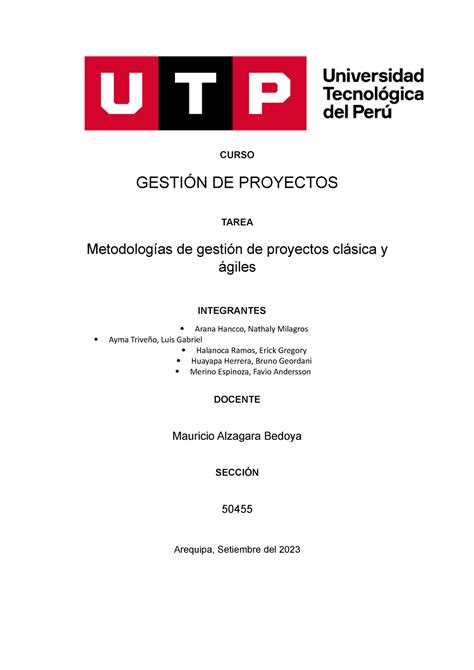 Tarea Academica 1 GestióN DE Proyectos CURSO GESTIÓN DE PROYECTOS