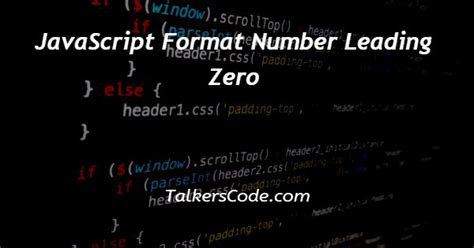 javascript format number leading zero
