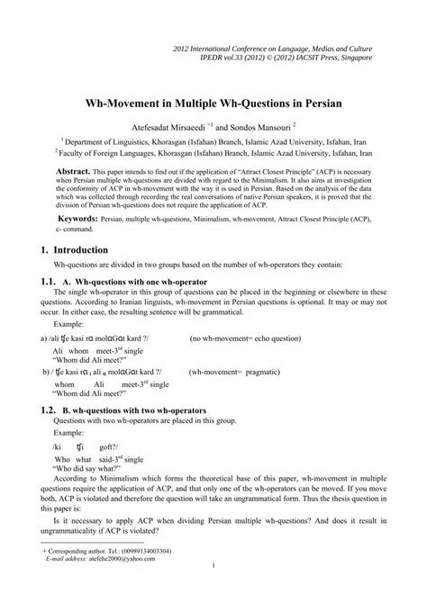 PDF Wh Movement In Multiple Wh Questions In PDF FileWh Movement In