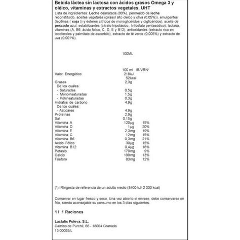 Leche Desnatada Omega 3 Sin Lactosa PULEVA Your Spanish Corner