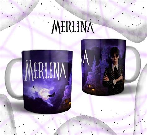 Plantillas Tazas Merlina 4 Diseños para sublimar IMPRIMIKITS