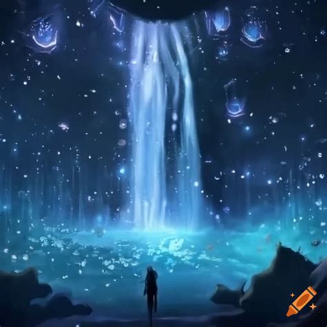 Waterfall Under A Starry Night Sky On Craiyon