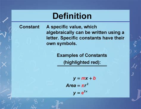 definition variables unknowns and constants constant media4math
