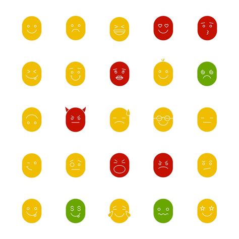 Smiles Glyph Color Icon Set Emoticons Silhouette Symbols On White