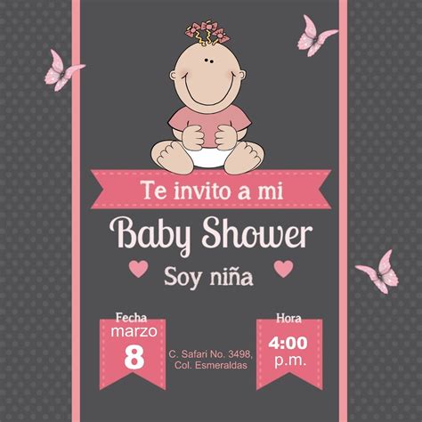 Invitaciones para baby shower de niña para editar en español crea