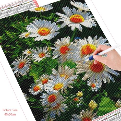 Peinture Diamant Marguerites 40 X 50 Cm Lartera